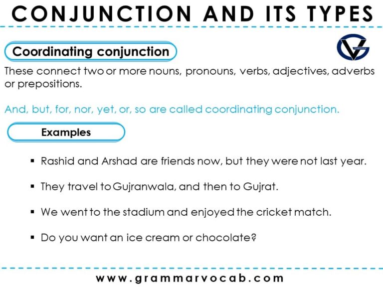Conjunction and its Types - GrammarVocab