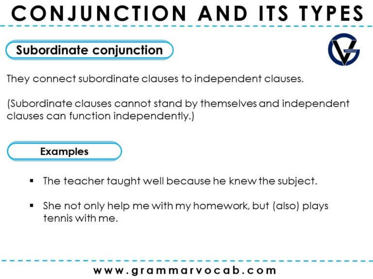 Conjunction and its Types - GrammarVocab
