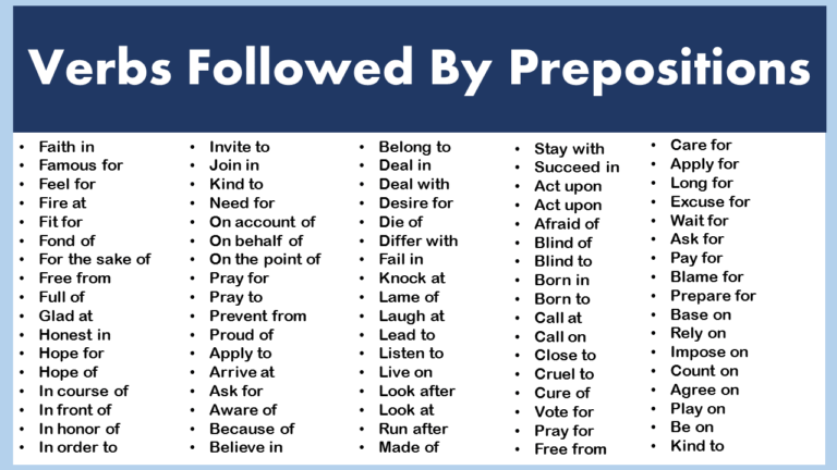 100+ List of Verbs and Prepositions PDF - Definition and Infographics ...