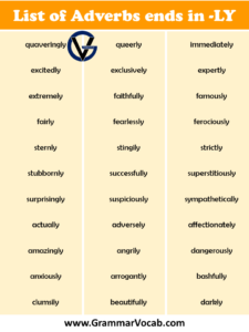 500+ List of Adverbs Ending in LY - Infographics and PDF - GrammarVocab