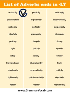 500+ List of Adverbs Ending in LY - Infographics and PDF - GrammarVocab