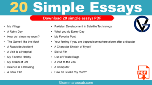 20 Simple Essays for Students - Essays Writing - GrammarVocab