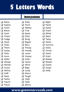 A List of 5 Letter Words (750+ Words) - GrammarVocab
