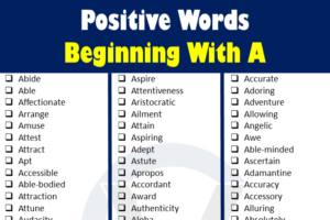 100 Positive Words Beginning With A - GrammarVocab