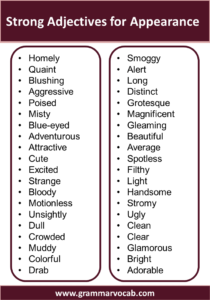 300+ List of Strong Adjectives Pdf - GrammarVocab