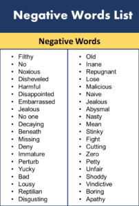 100 Negative and Positive Words List - GrammarVocab