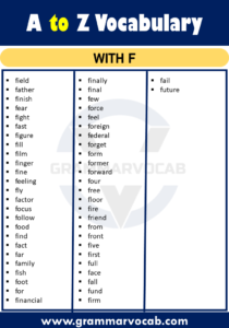 English Vocabulary Words List | Learn Words From A-Z - GrammarVocab