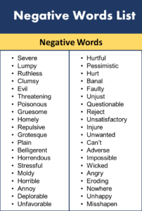 100 Negative and Positive Words List - GrammarVocab