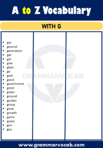 English Vocabulary Words List | Learn Words From A-Z - GrammarVocab
