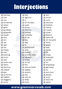 List of Interjections in English Pdf - GrammarVocab