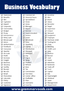 100+ English Business Vocabulary Words | Business English Words ...