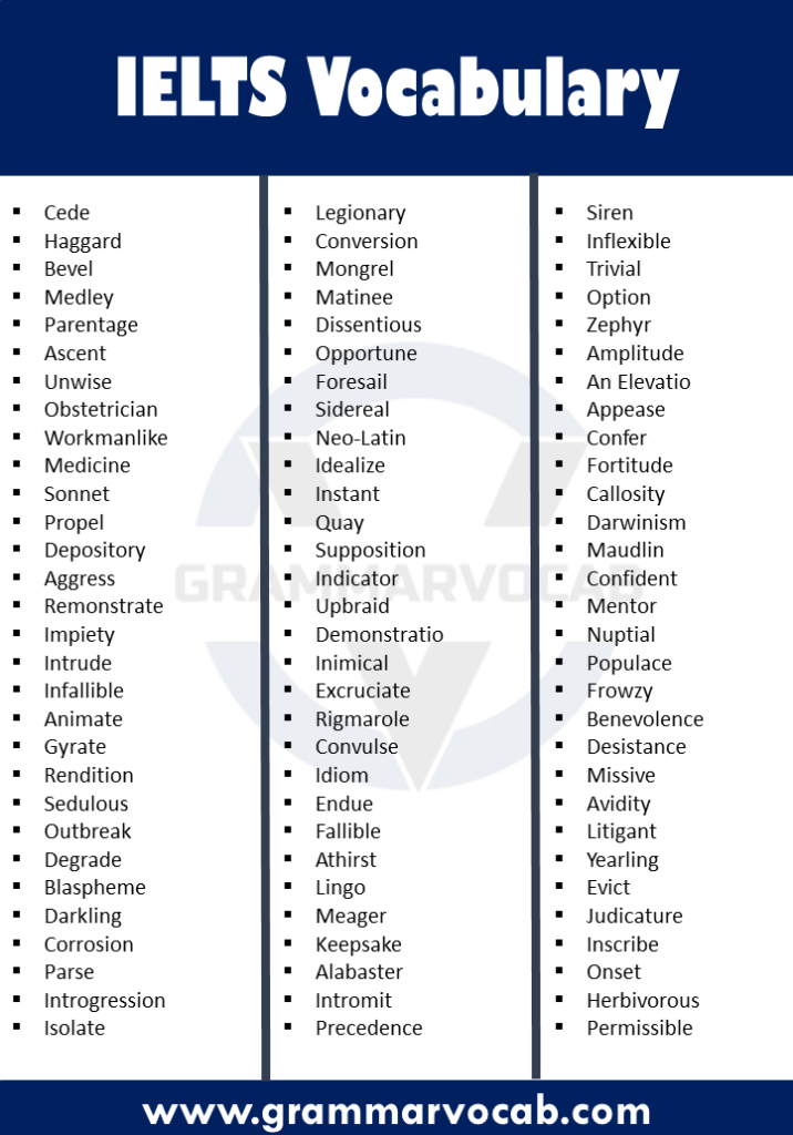 1000+ Most Useful Vocabulary for IELTS - GrammarVocab