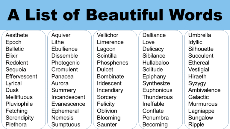 A List of Beautiful Words - GrammarVocab