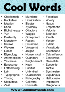 A List of Cool Words - GrammarVocab