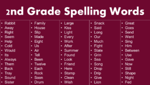 List of 2nd Grade Vocabulary & Spelling Words - GrammarVocab