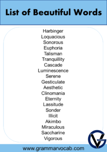 A List of Beautiful Words - GrammarVocab