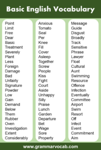 3000 Basic English Words Pdf - GrammarVocab