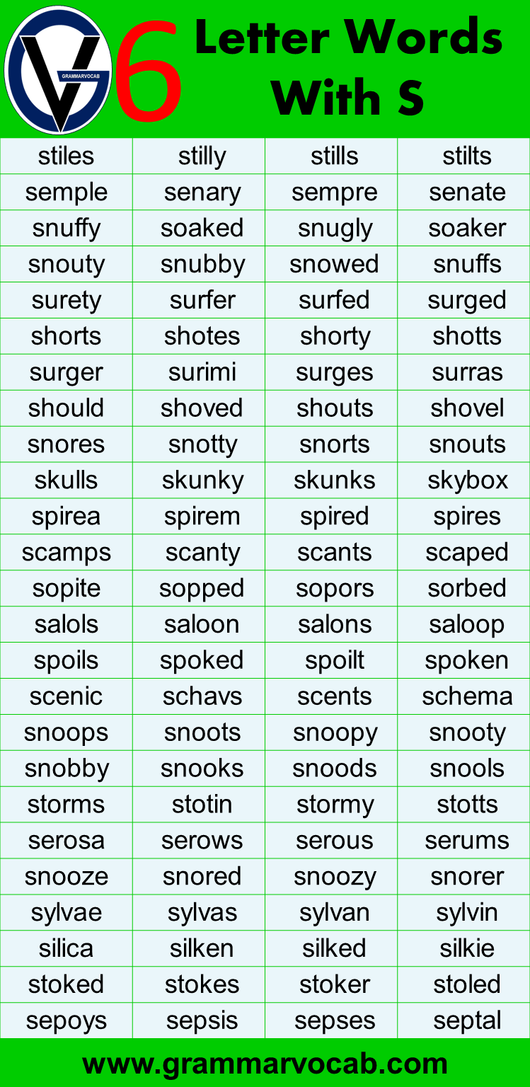 6 Letter Words That Start With S GrammarVocab