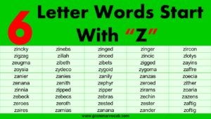 6 Letter Words Starting With Z - GrammarVocab