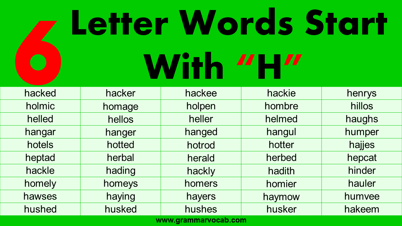 Six Letter Words That Start With H GrammarVocab