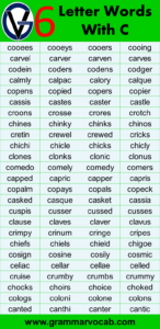 Six Letter Words With C - GrammarVocab