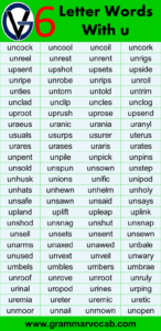 6 Letter Words Starting With U - GrammarVocab