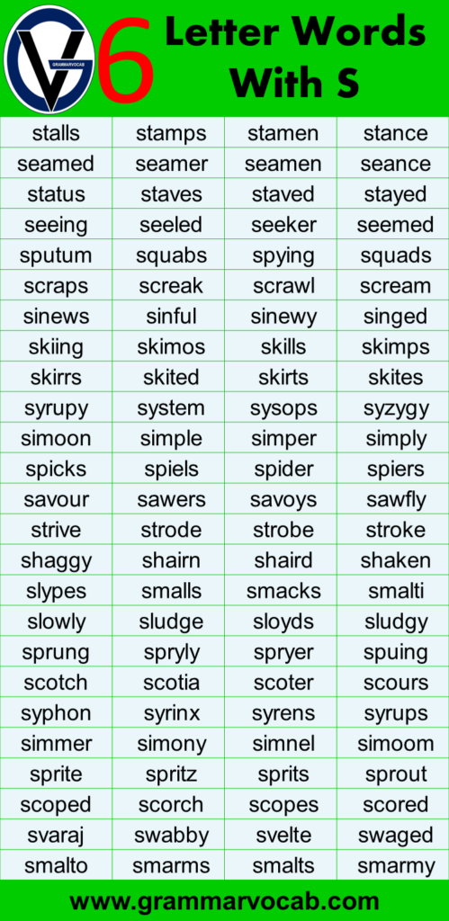 6-Letter Words That Start with S - GrammarVocab