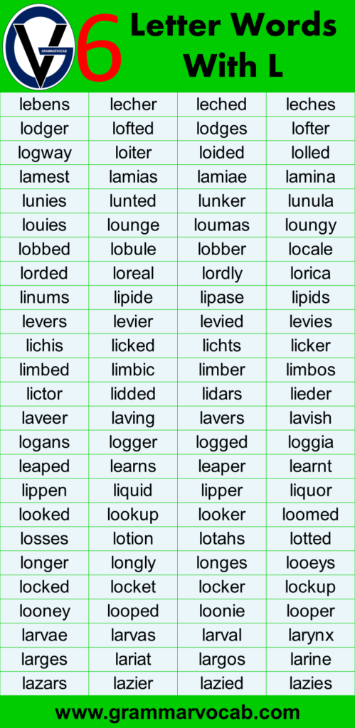 List of Six Letter Words That Start With L - GrammarVocab