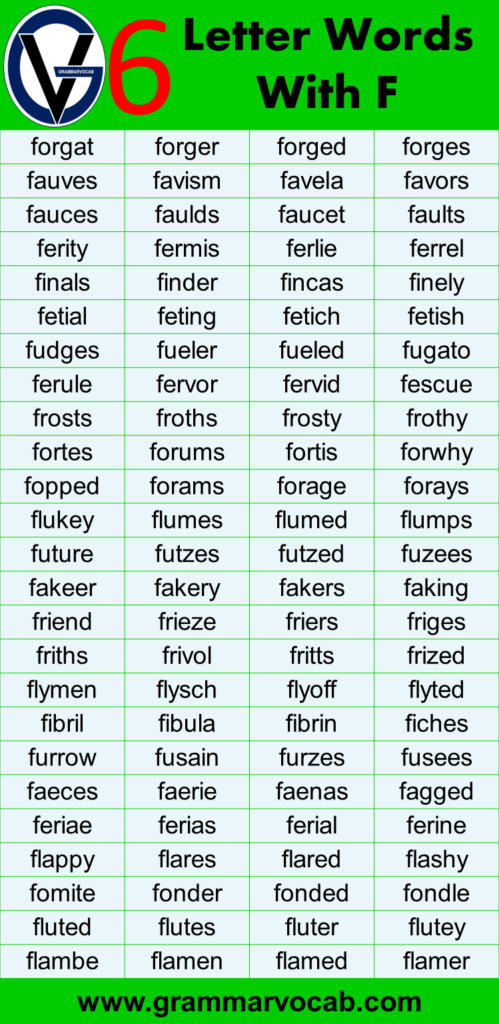 Six Letter Words That Start With F - GrammarVocab