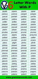 6 Letter Words Starting With P - GrammarVocab