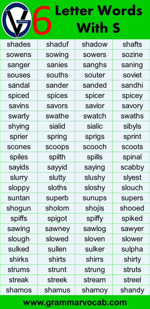 6-Letter Words That Start with S - GrammarVocab
