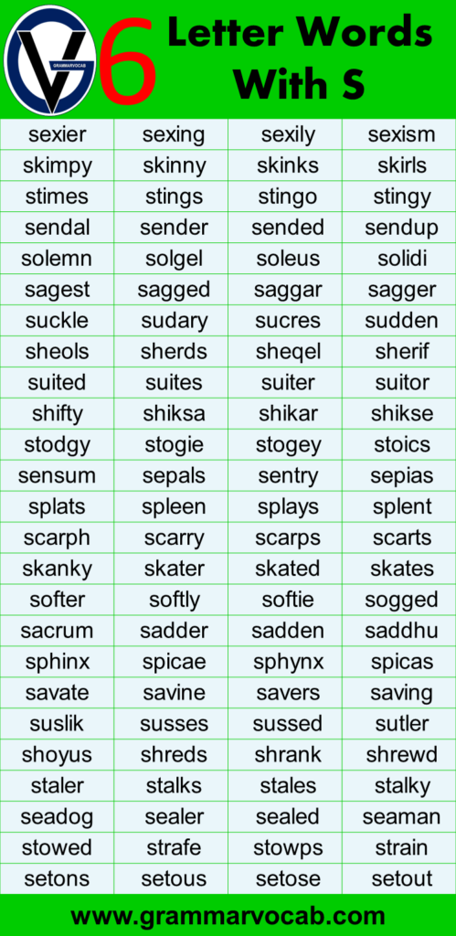 6-Letter Words That Start with S - GrammarVocab