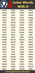 Four Letter Words Starting With H - GrammarVocab