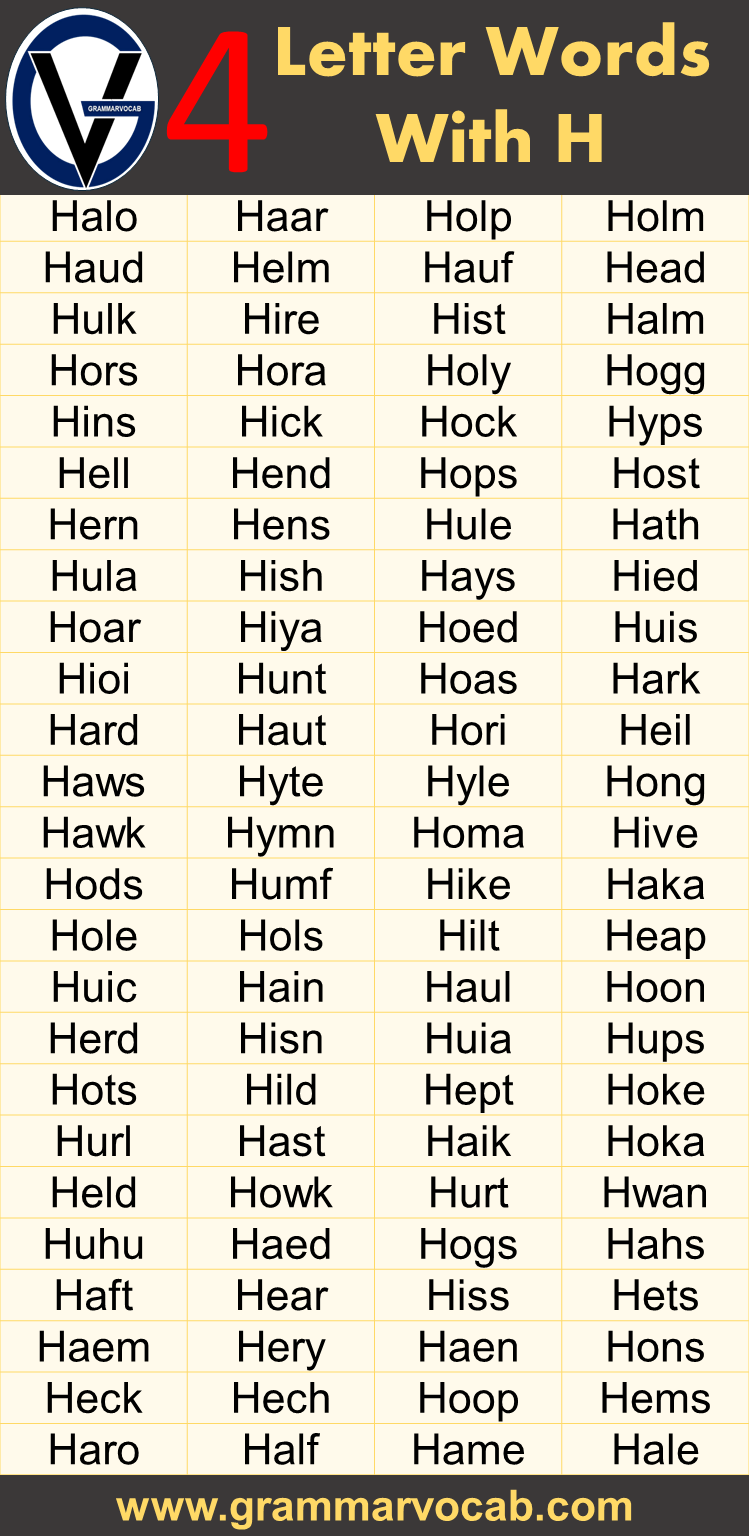 Four Letter Words Starting With H GrammarVocab