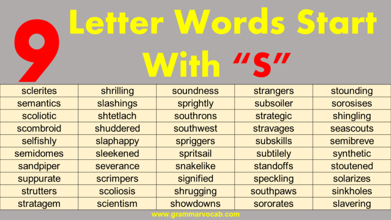 Nine Letter Words Starting With S - GrammarVocab