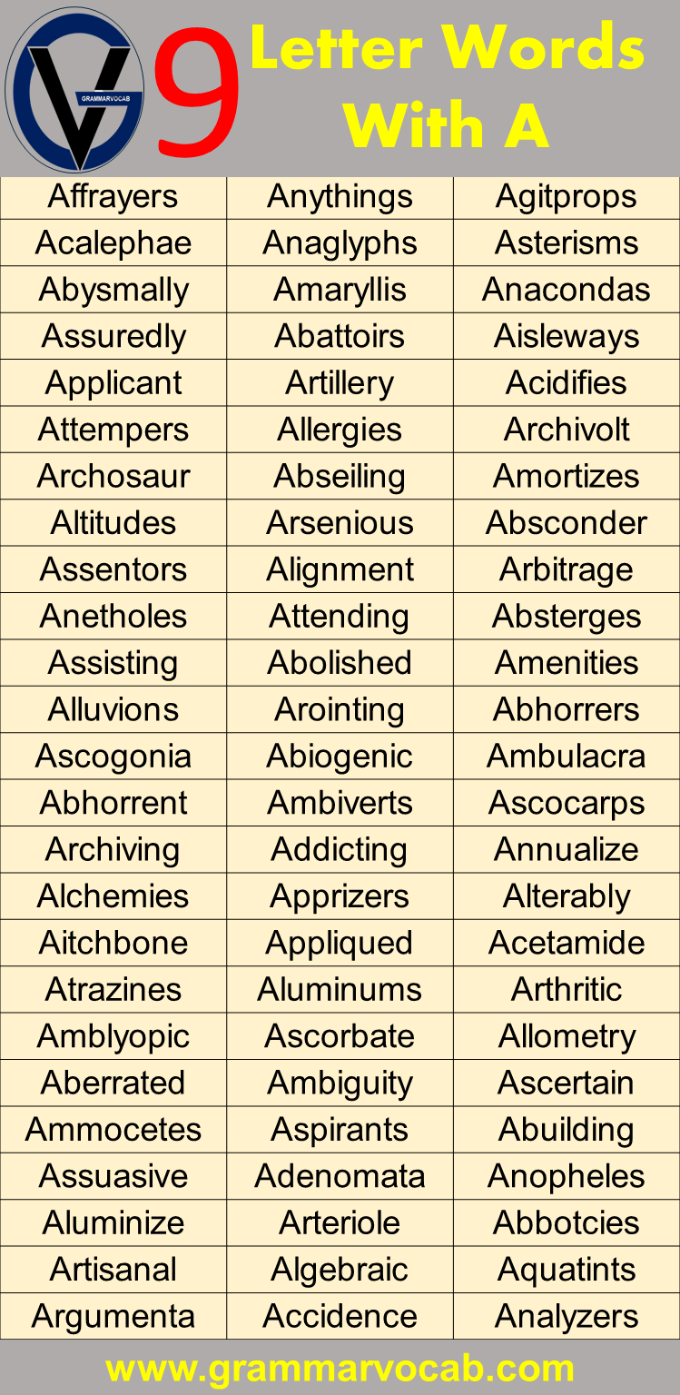 Nine Letter Words Starting With A GrammarVocab Nine Letter Words Starting With A GrammarVocab
