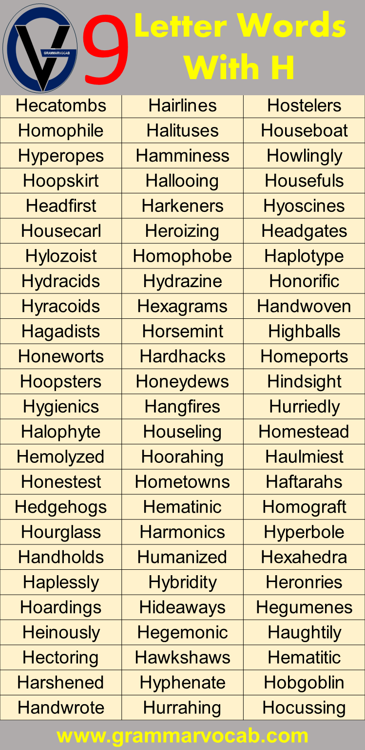 9 Letter Words Starting With H GrammarVocab