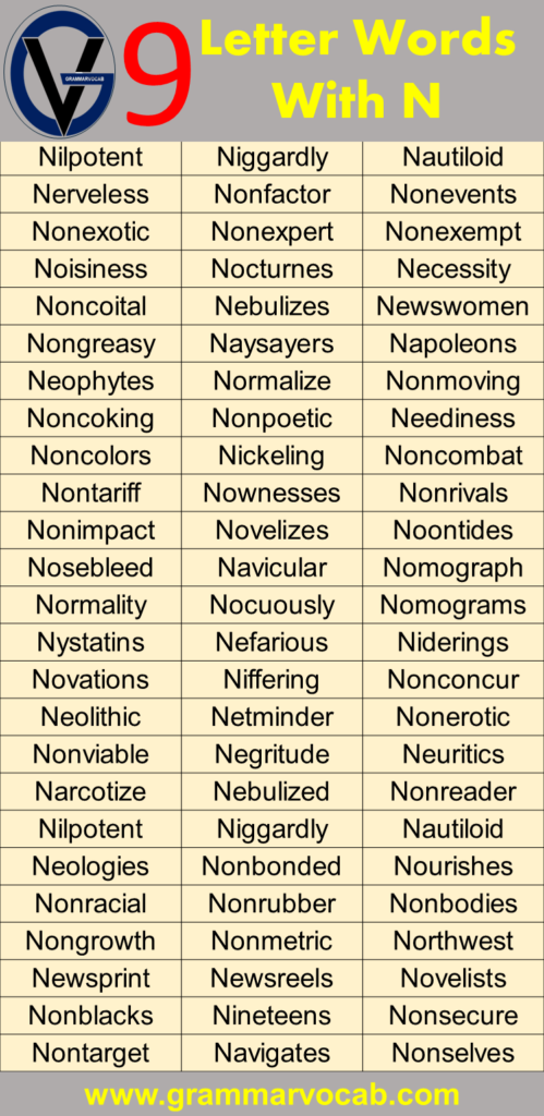 Nine Letter Words Starting With N - GrammarVocab