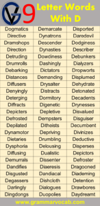 9 Letter Words Starting With D - GrammarVocab