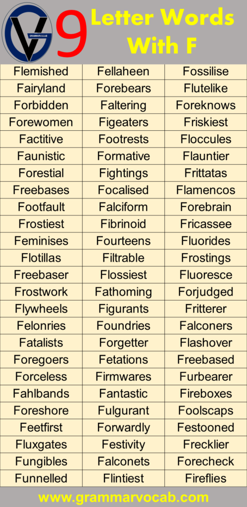 Nine Letter Words Starting With F - GrammarVocab