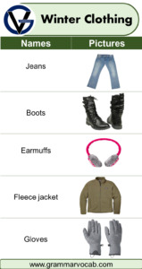 Winter clothing vocabulary - Clothes Names with Pictures - GrammarVocab