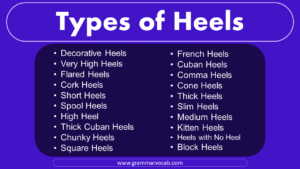 Types of Heels Names And Heeled Shoes Name - GrammarVocab