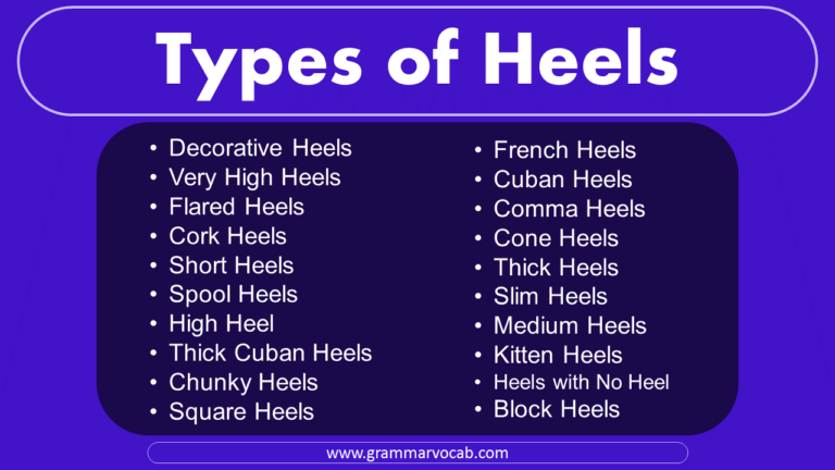 Types of Heels Names And Heeled Shoes Name - GrammarVocab