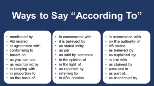 Other Ways to Say According To - GrammarVocab