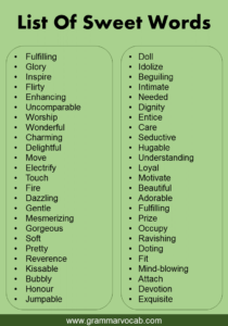 List of Sweet Words - Sweet Vocabulary Words for Someone Special ...