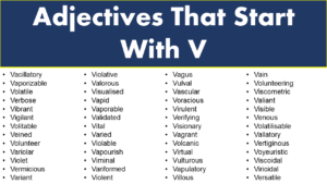 Adjectives That Start With V - GrammarVocab