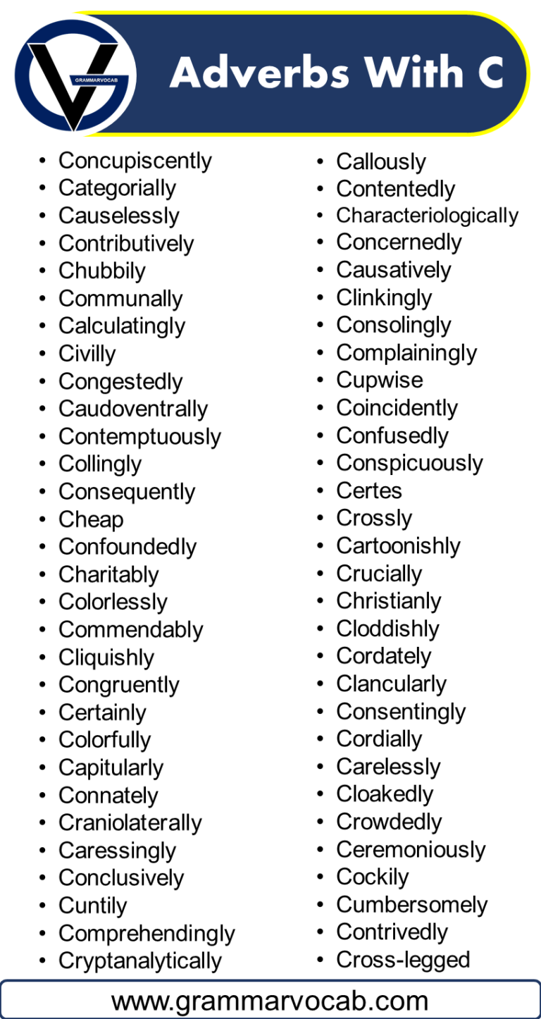 Adverbs That Start With C – Adverbs Word - GrammarVocab