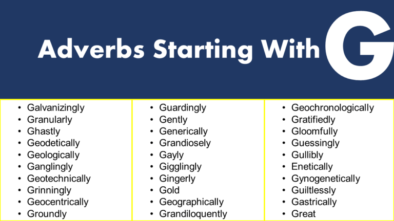Adverbs That Start With G - Adverb Names - GrammarVocab