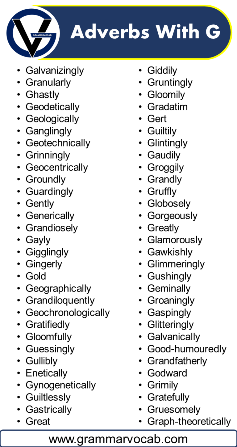 Adverbs That Start With G - Adverb Names - GrammarVocab