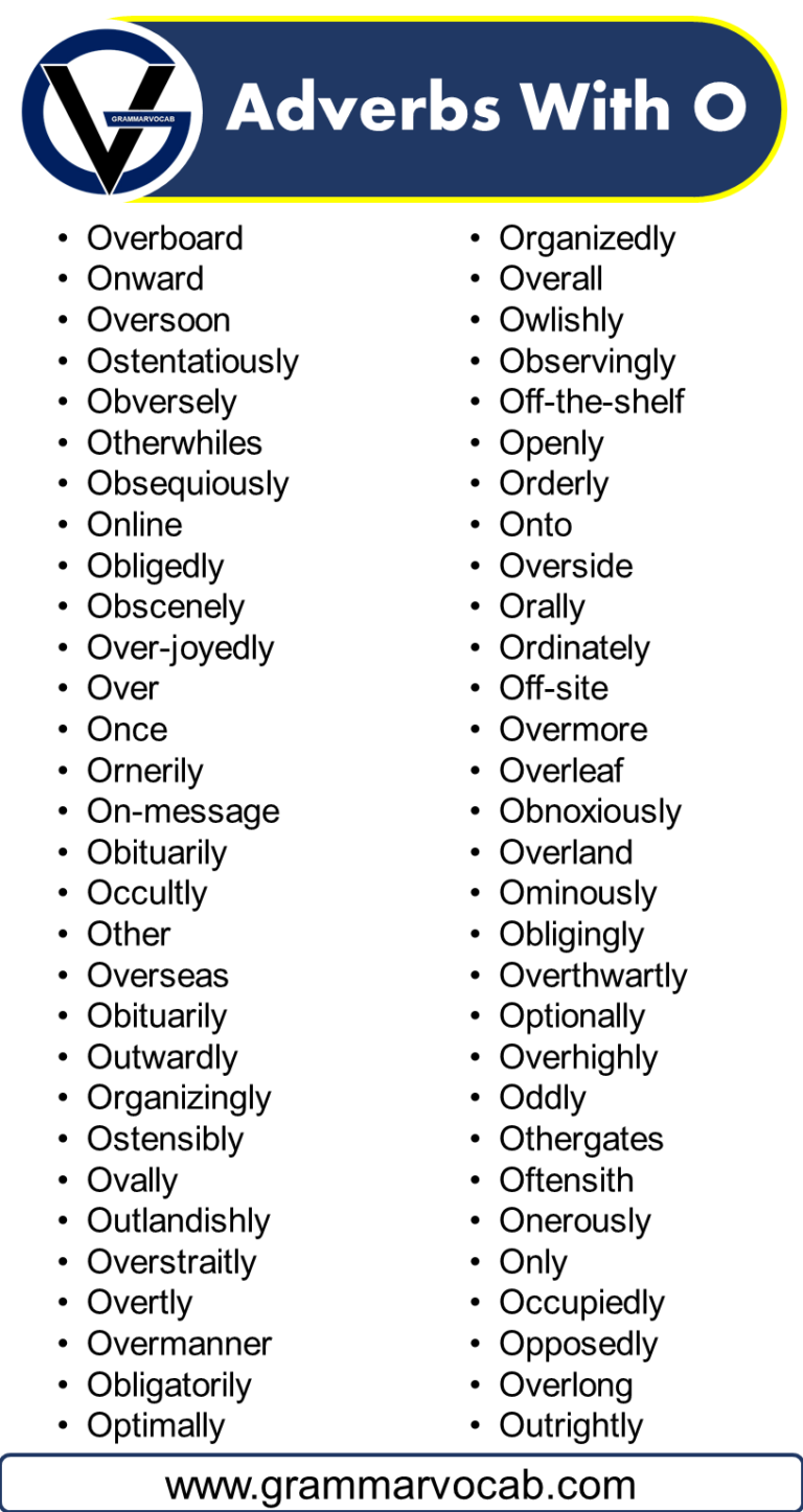 Adverbs That Start With O - List Of Adverb - GrammarVocab
